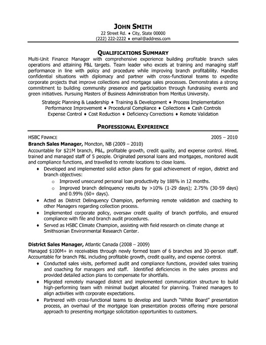 Branch Sales Manager Resume Template | Premium Resume Samples & Example